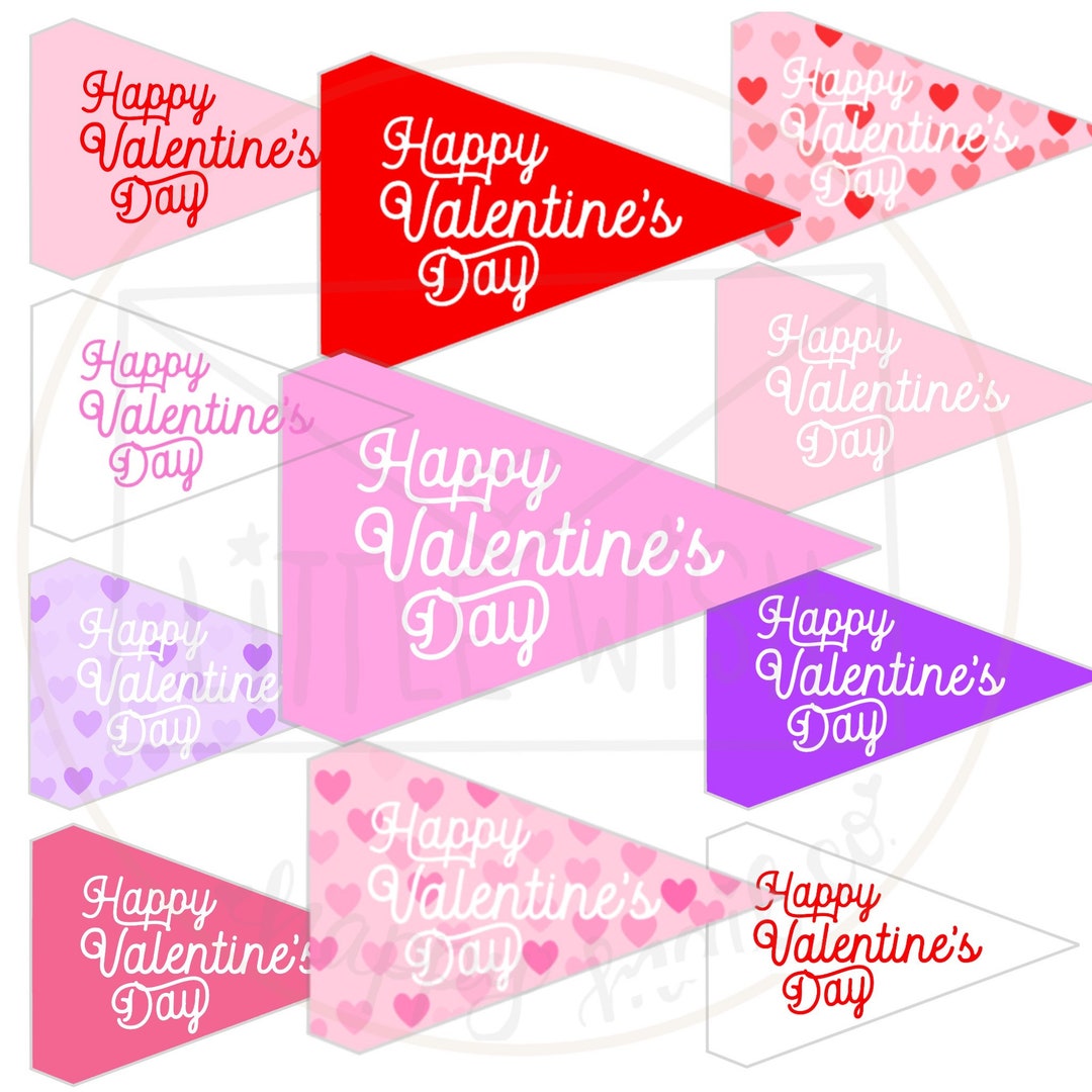 Happy Valentine's Day Printable Pennant Flags Instant Printable ...