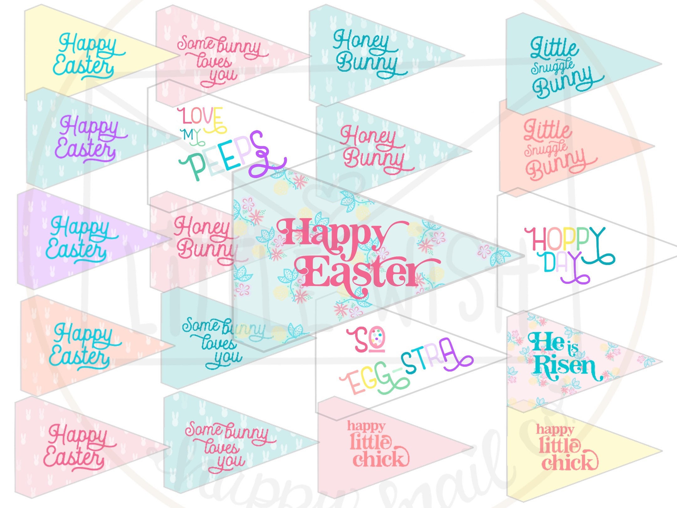 Printable Easter Pennant Flags: Spring Party Decor (digital Download ...