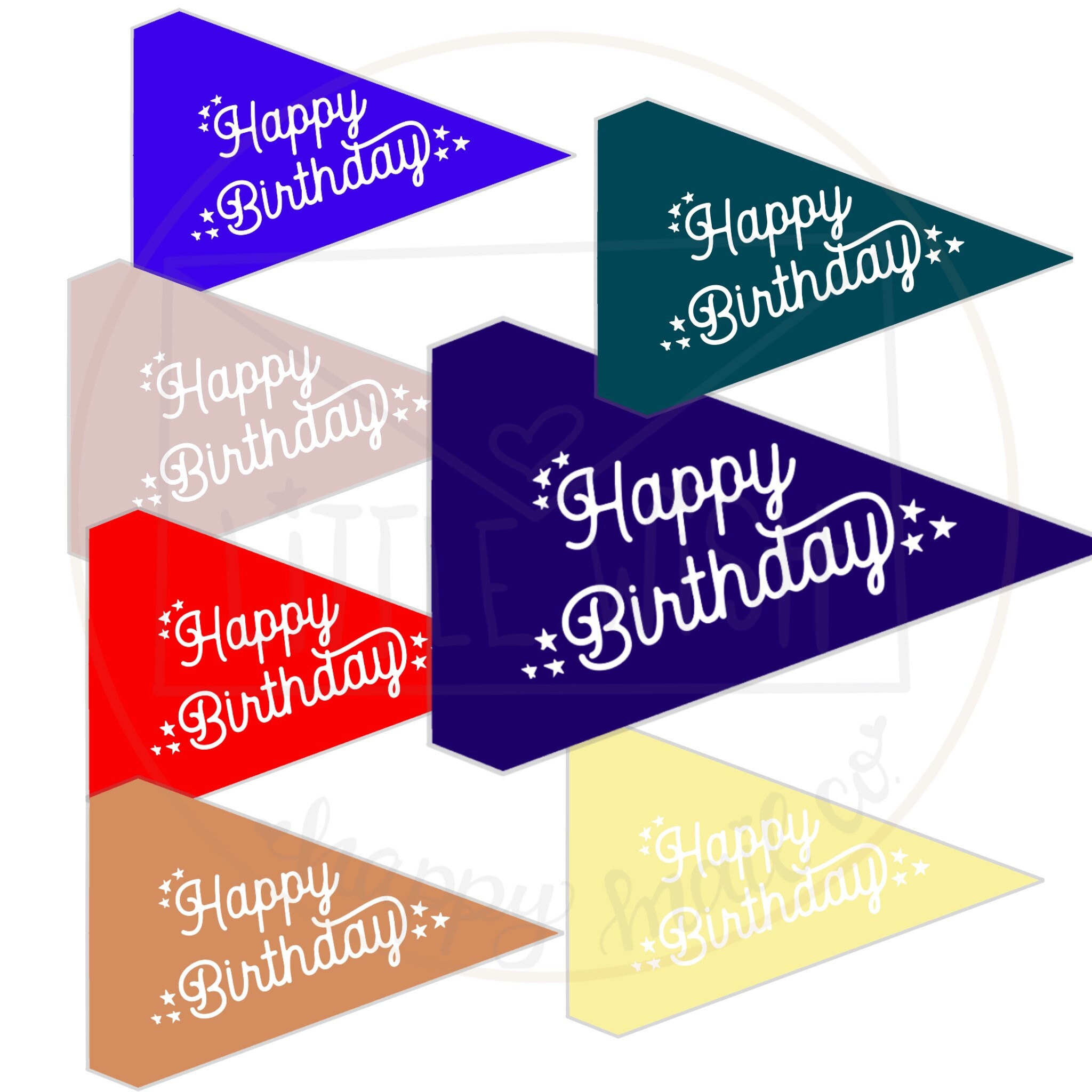 Printable Happy Birthday Pennant Flags: Colorful Party Decor (digital ...