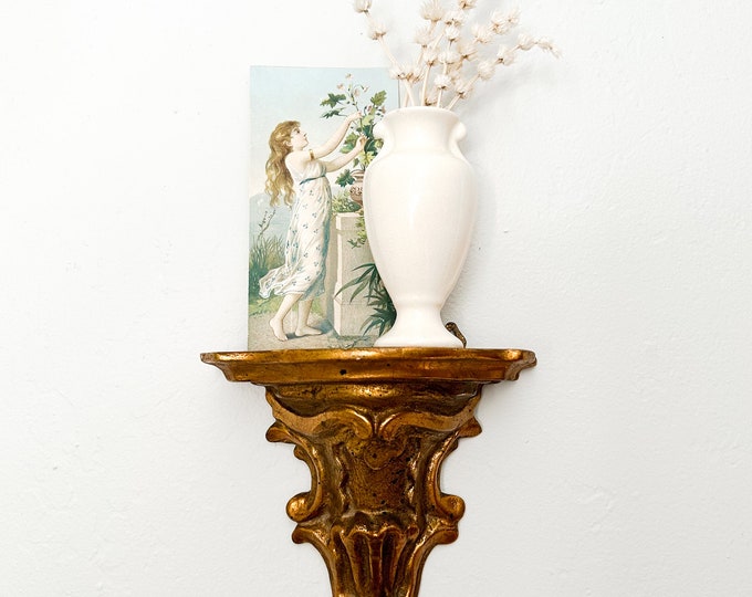 Vintage Gilt Plaster Wall Shelf. Small Decorative Corbel. Abstract ...