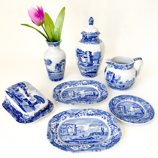 Blue and White Spode Vase - Etsy