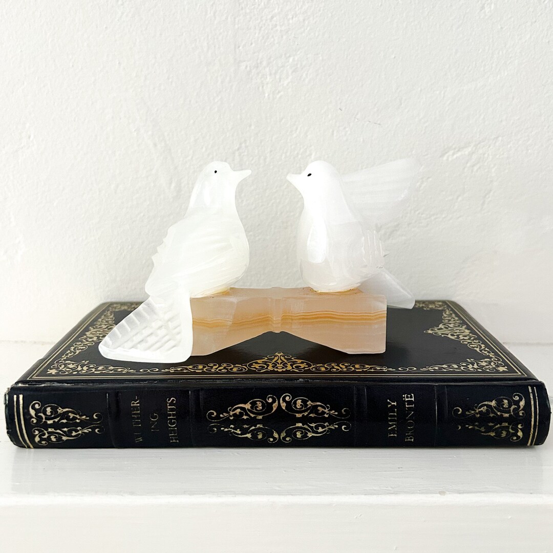Vintage Onyx Love Birds Figurine. Carved Doves Paperweight. Onyx Bird ...