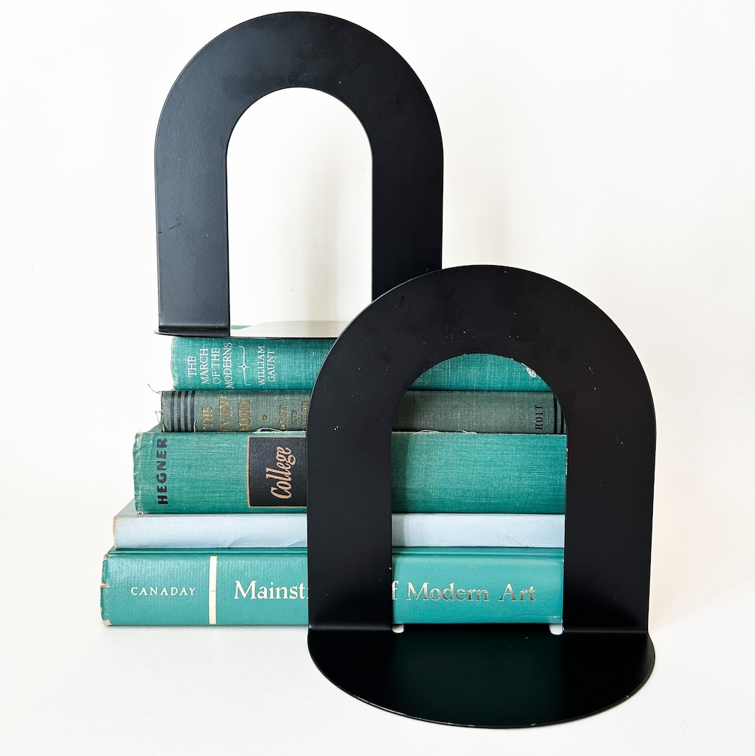 Vintage Metal Arch Bookends. Minimalist Design Black Metal Bookends. - Etsy