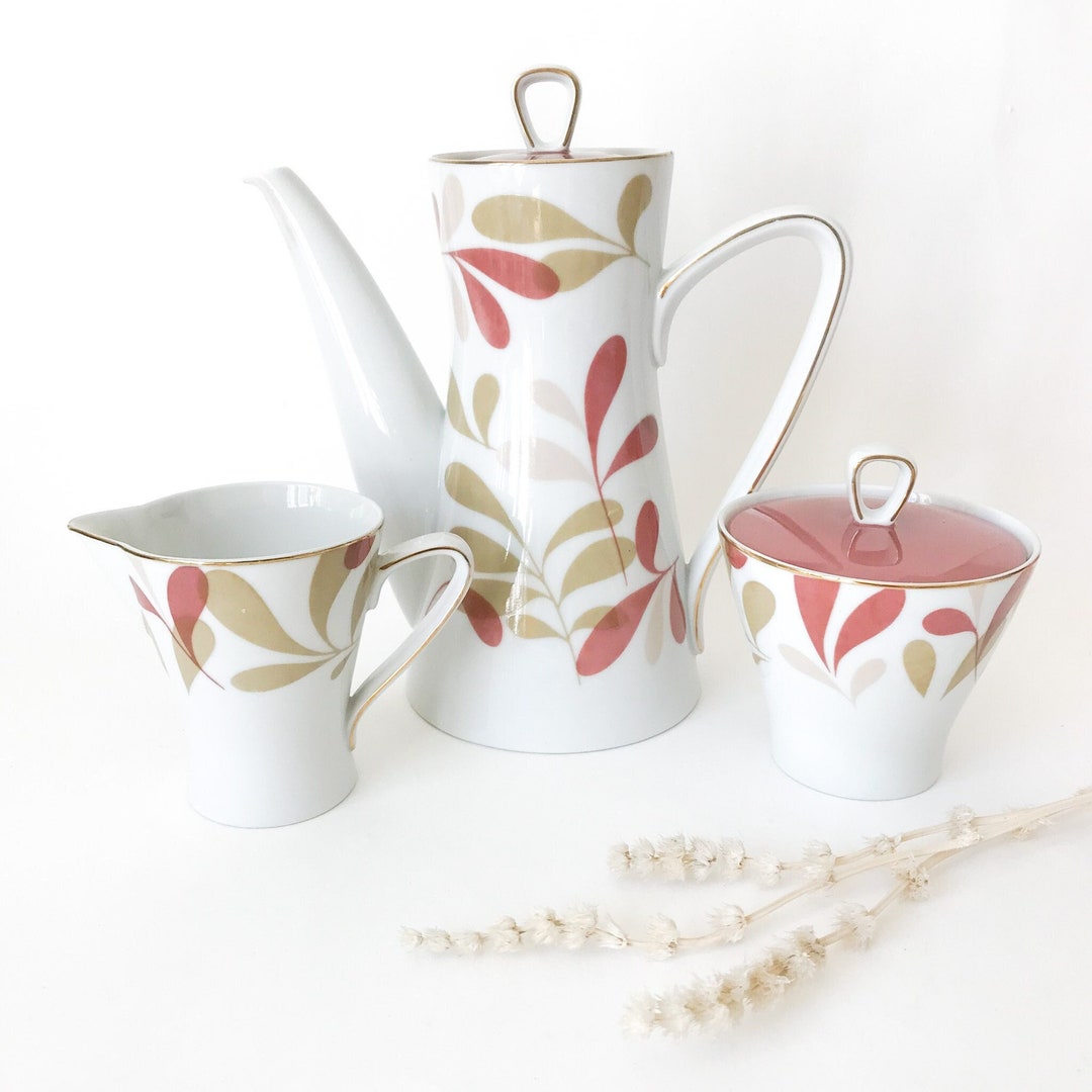 Vintage Porcelain Tea Set. Rare Narumi China Abstract Botanical, Leaves ...