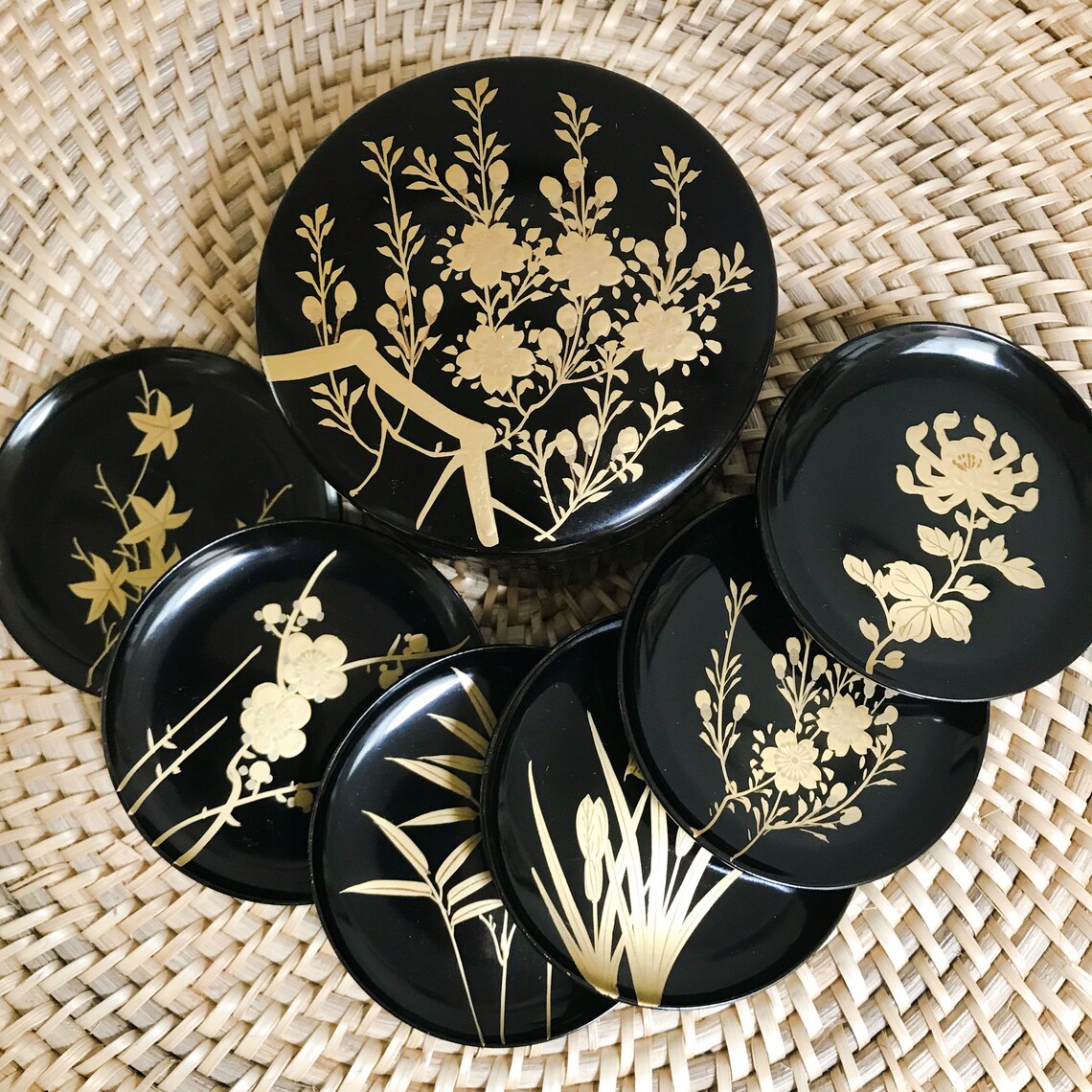 Vintage Lacquer Coasters. Mid Century Lacquer Coasters. Vtg | Etsy