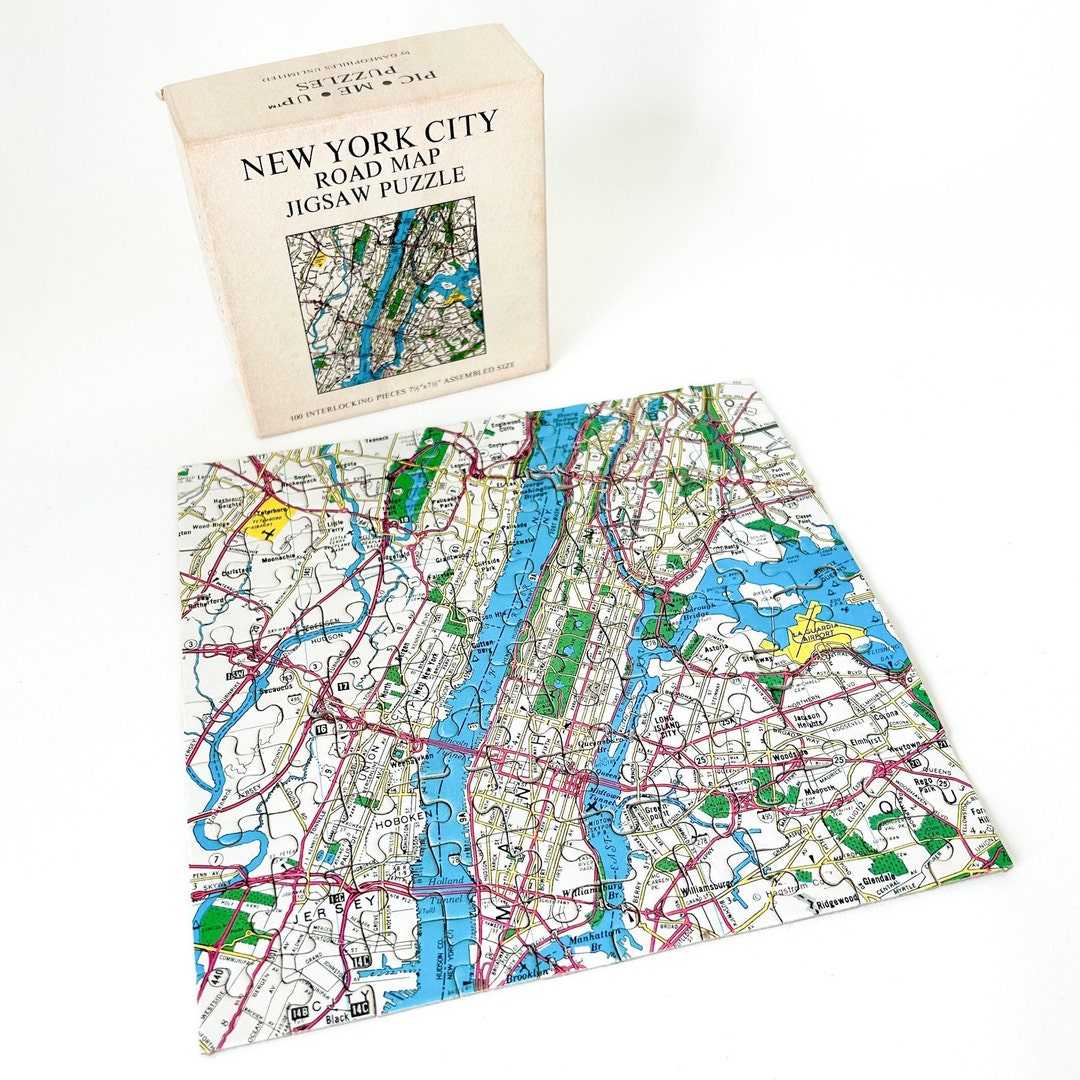 Vintage New York City Road Map Jigsaw Puzzle. Mini Puzzle Game - Etsy