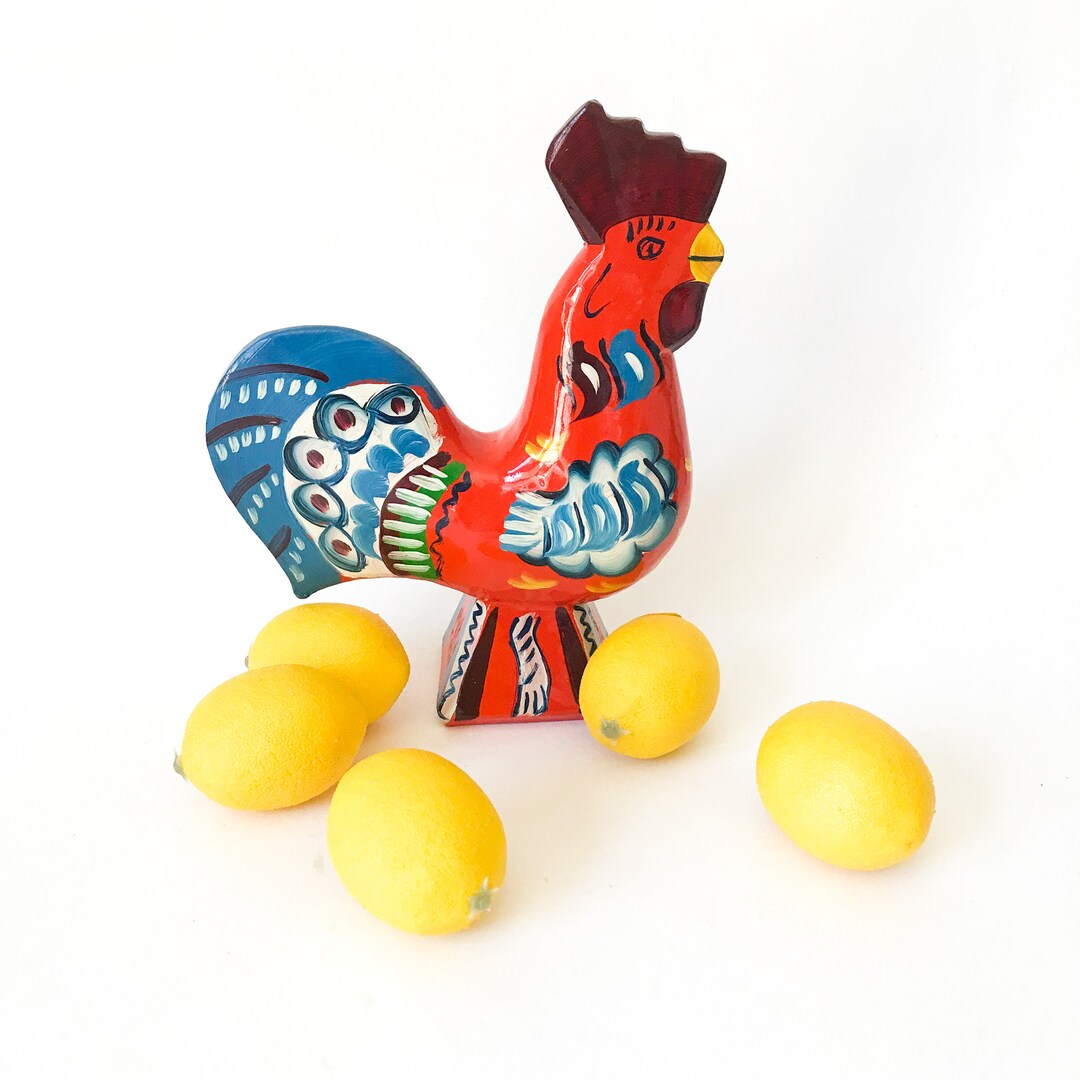 Vintage Large Dala Rooster 8" Tall. Swedish Painted Folk Art Red ...