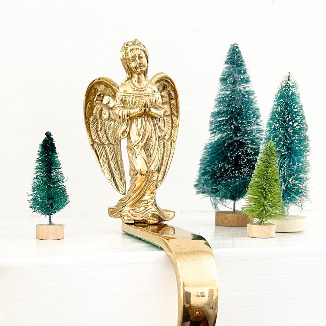 Vintage Brass Angel Stocking Holder. Angelic Figurine Stocking Hook ...