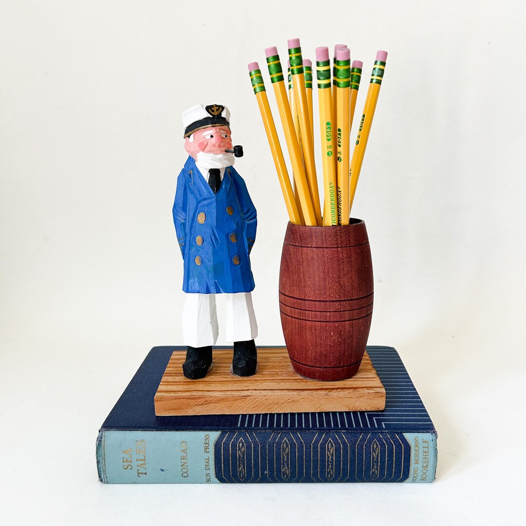 Vintage Old Salt Sea Captain Figurine. Hand Carved Wood Captain With ...