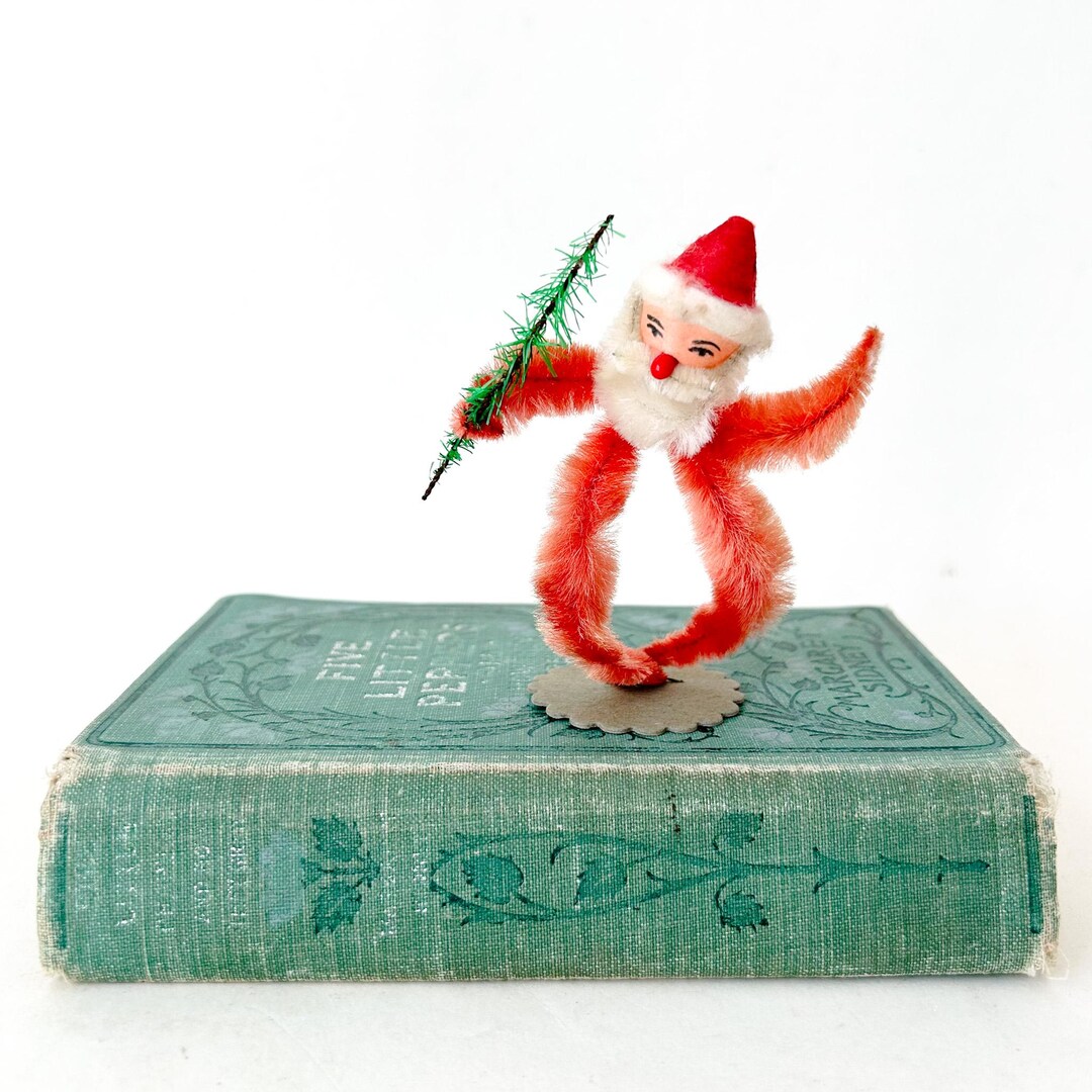 Vintage Chenille Pipe Cleaner Santa Gnome Elf. Santa Claus With Tree ...