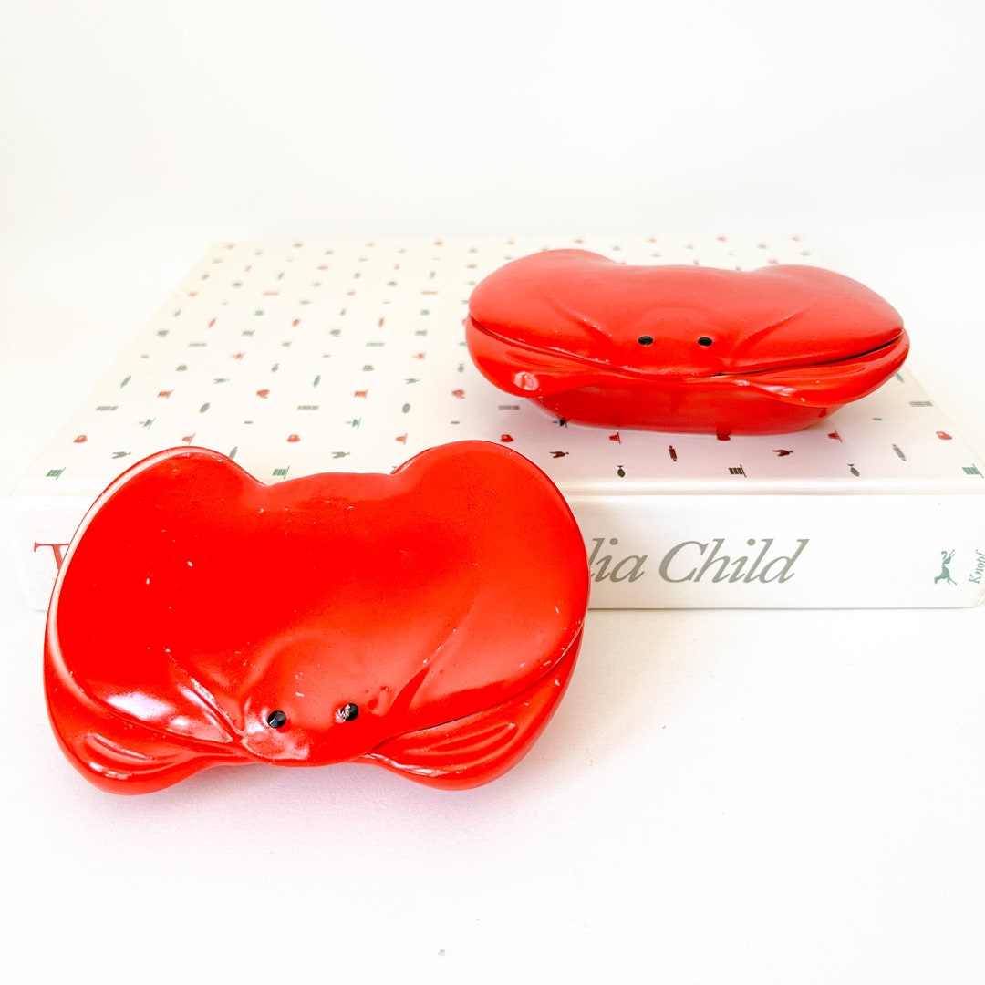 Vintage Ceramic Crab Dishes Set Of 2 Crab Shaped Butter Or Lemon Serving Dishes With Lids