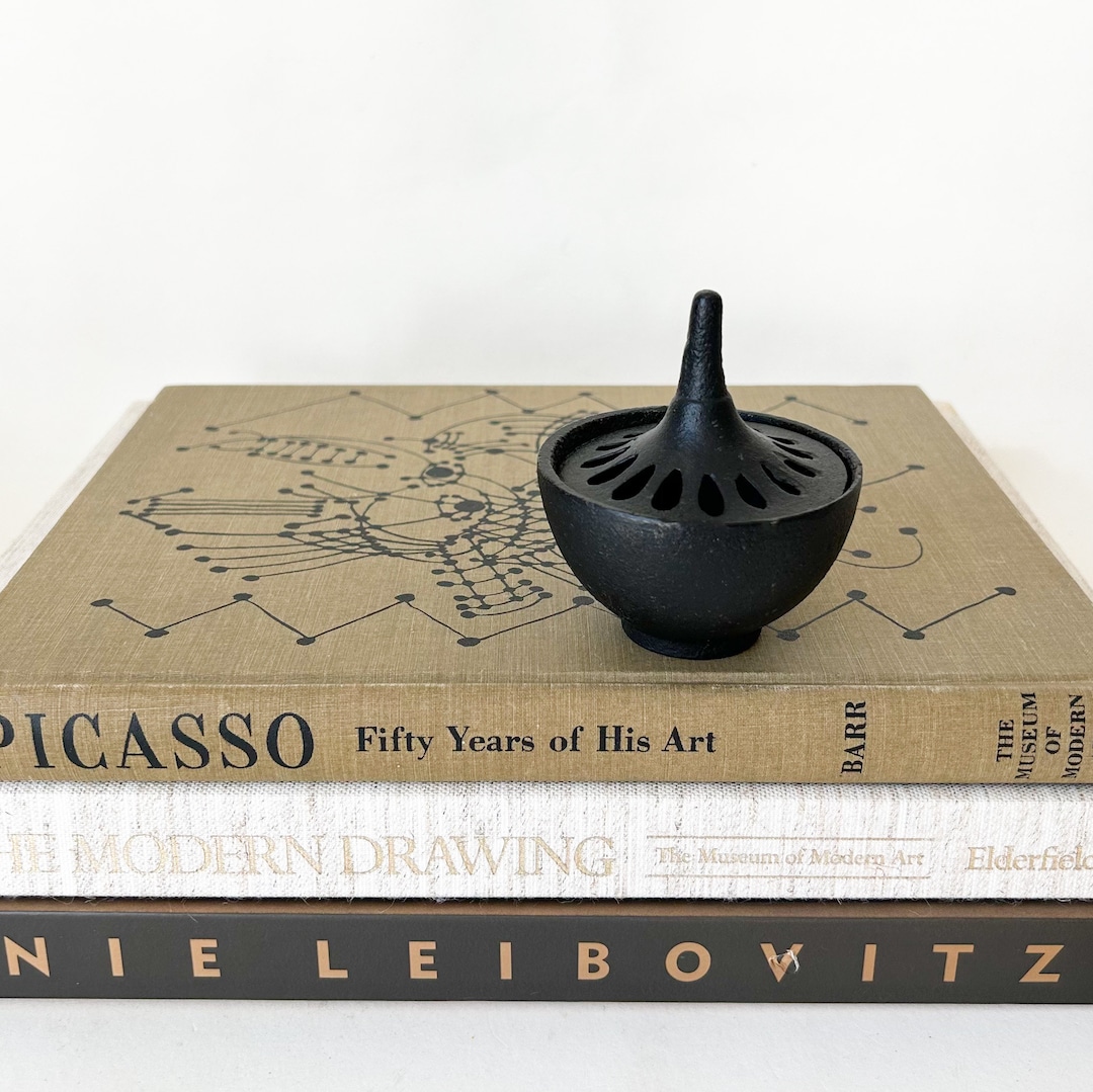 Vintage Black Cast Iron Incense Burner. Decorative Abstract Pagoda ...