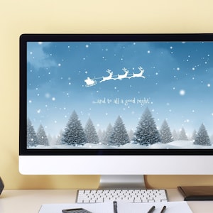 Santa and Reindeer Desktop Wallpaper | Christmas Watercolor Background ...