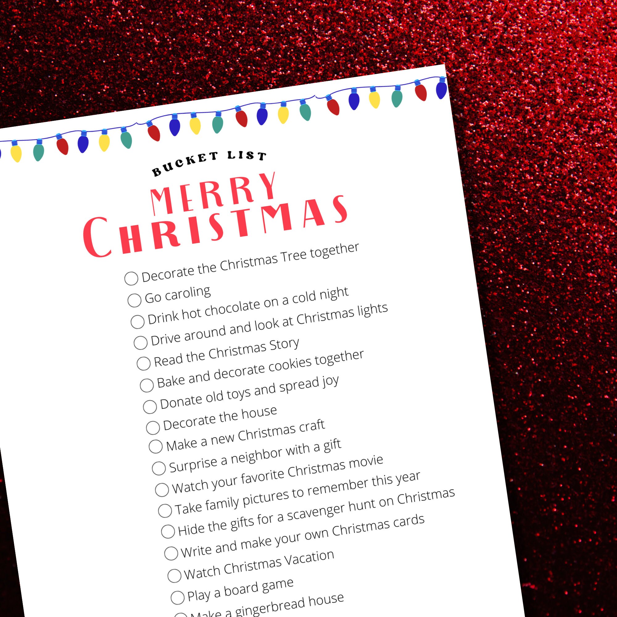 Christmas Bucket List Printable Planner Insert Goodnotes - Etsy