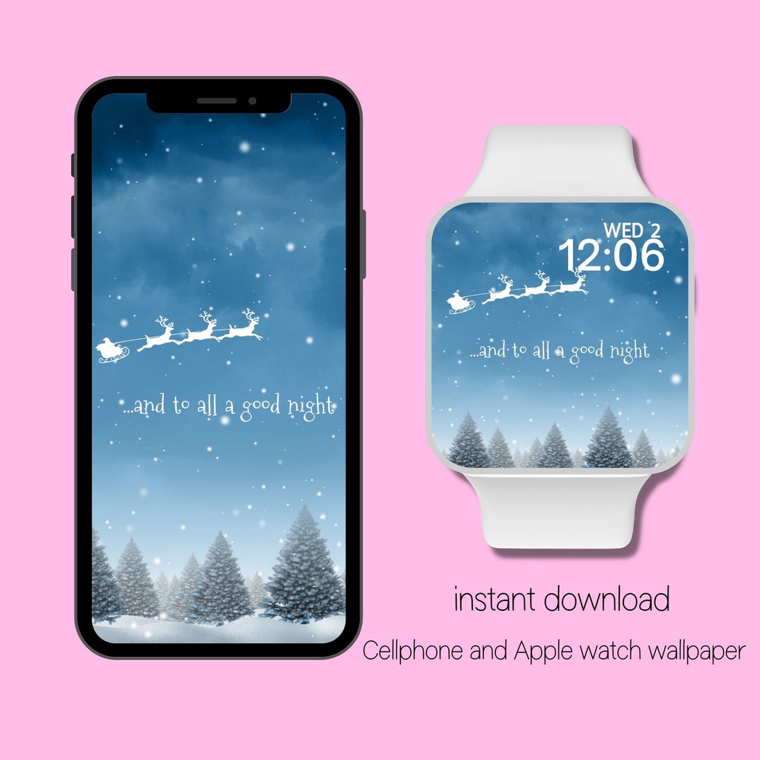 Santa and Reindeer | Apple Watch Wallpaper | Christmas Watercolor ...