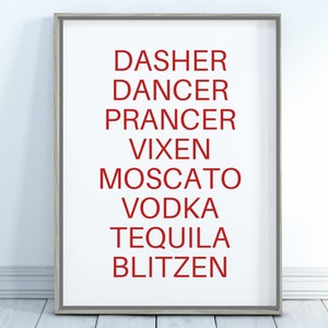 Dasher Dancer Prancer Vixen Moscato Vodka Tequila Blitzen Printable ...