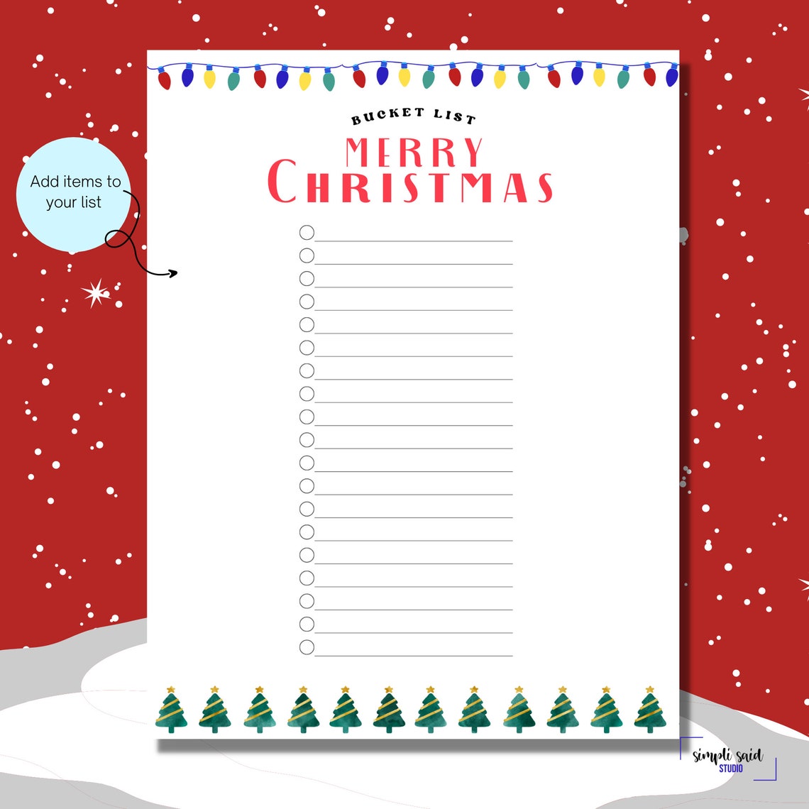 Christmas Bucket List Printable Planner Insert Goodnotes - Etsy