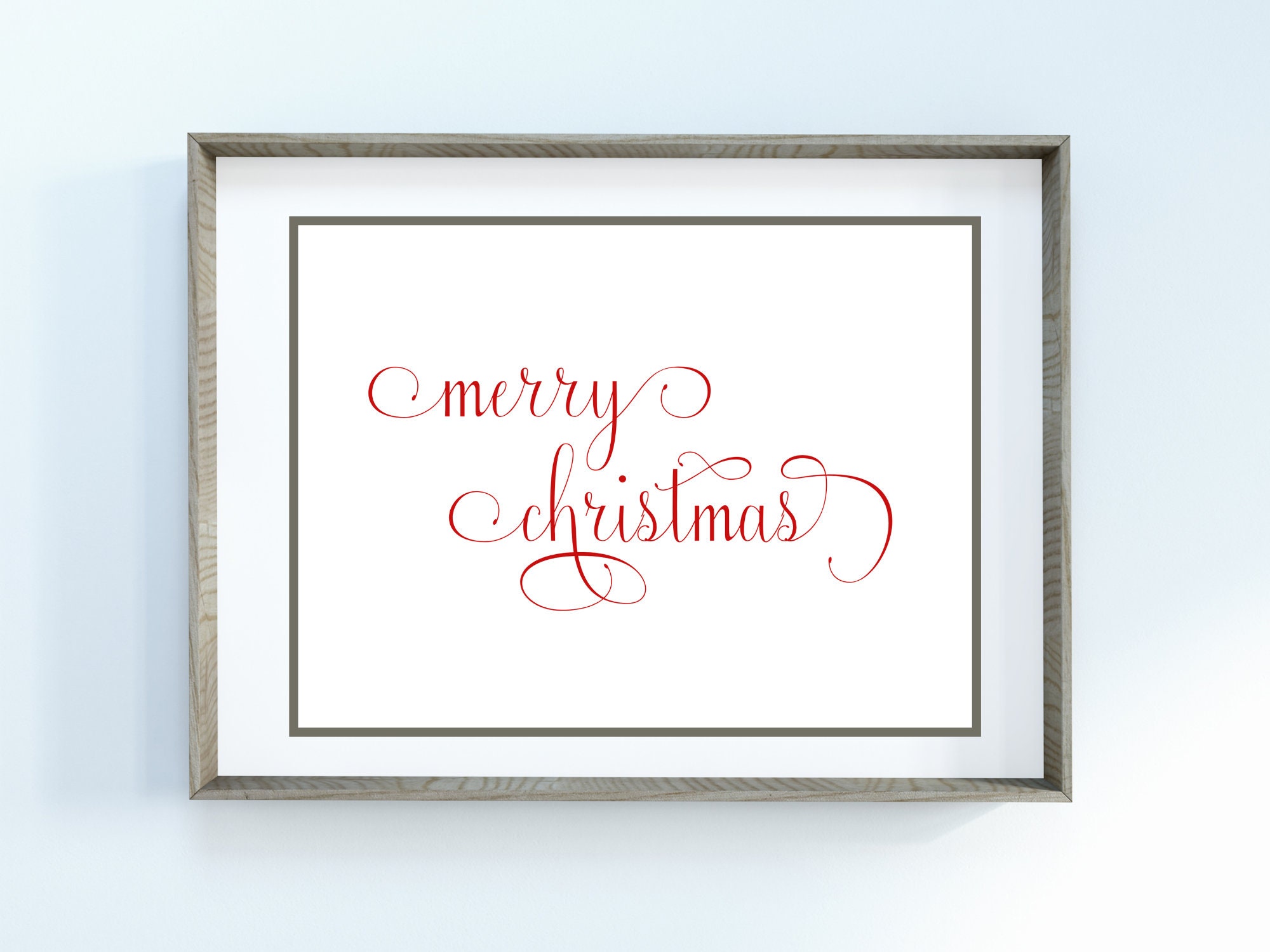 Merry Christmas Script Printable Christmas Print Holiday - Etsy