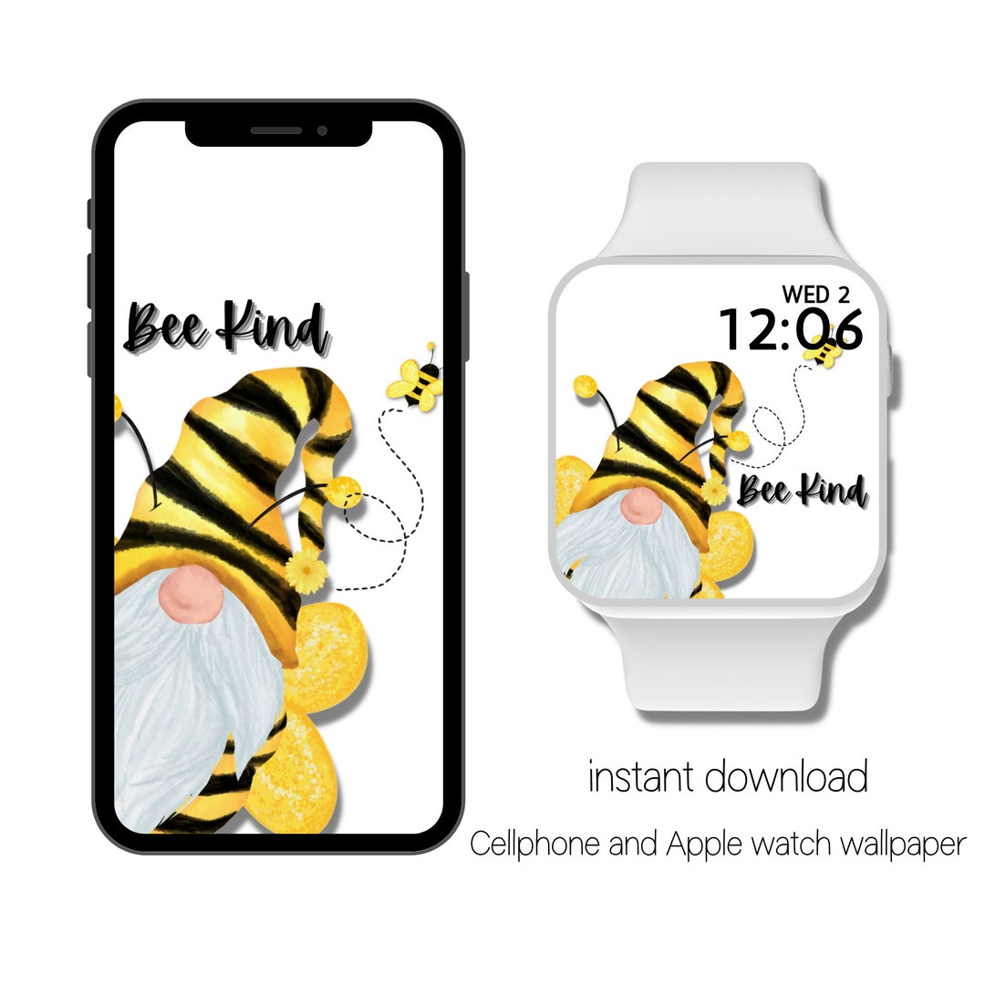 Bee Kind Gnome Apple Watch and Cellphone Wallpaper, Smartwatch, iPhone ...