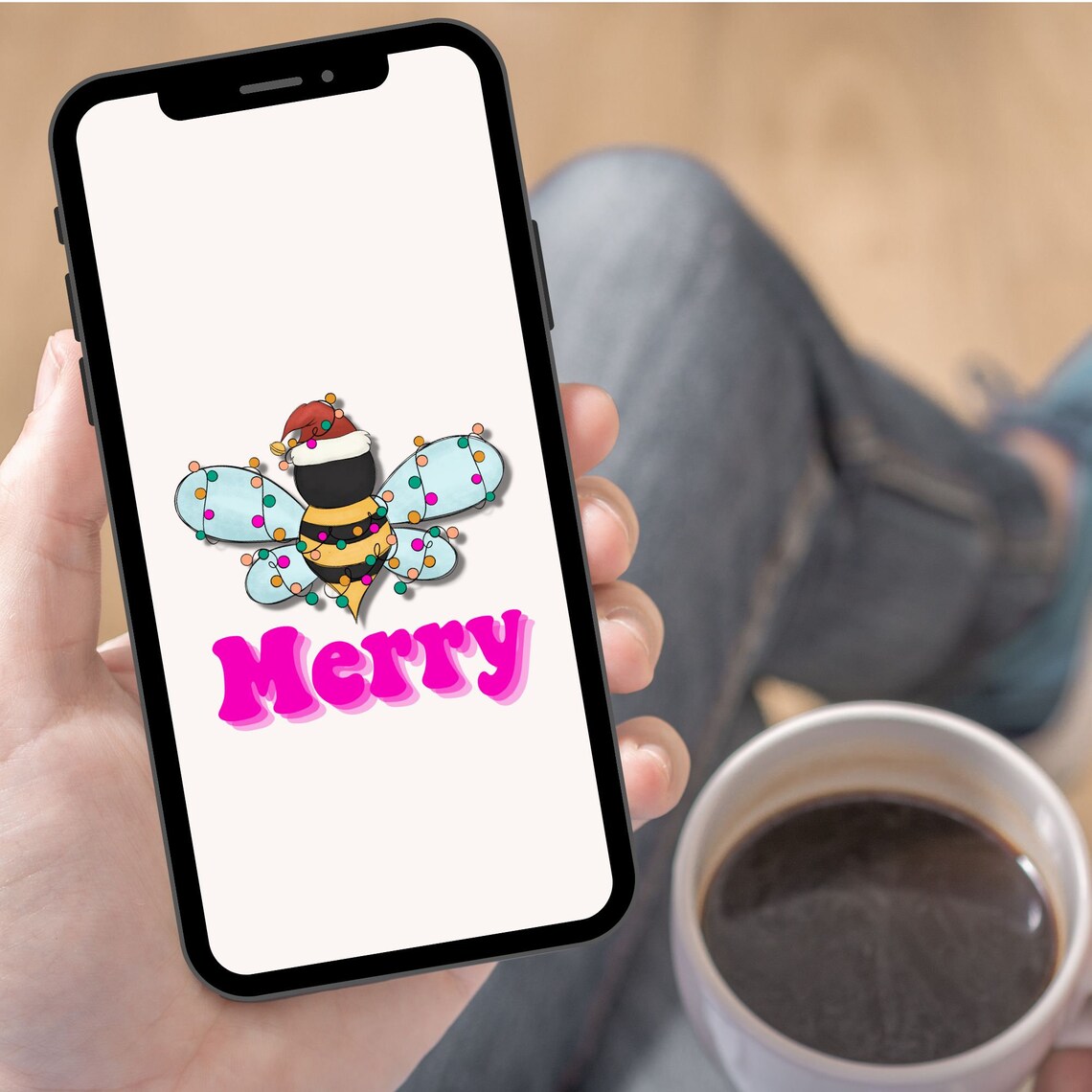 Bee Merry Apple Watch Wallpaper Christmas Wallpaper Merry - Etsy