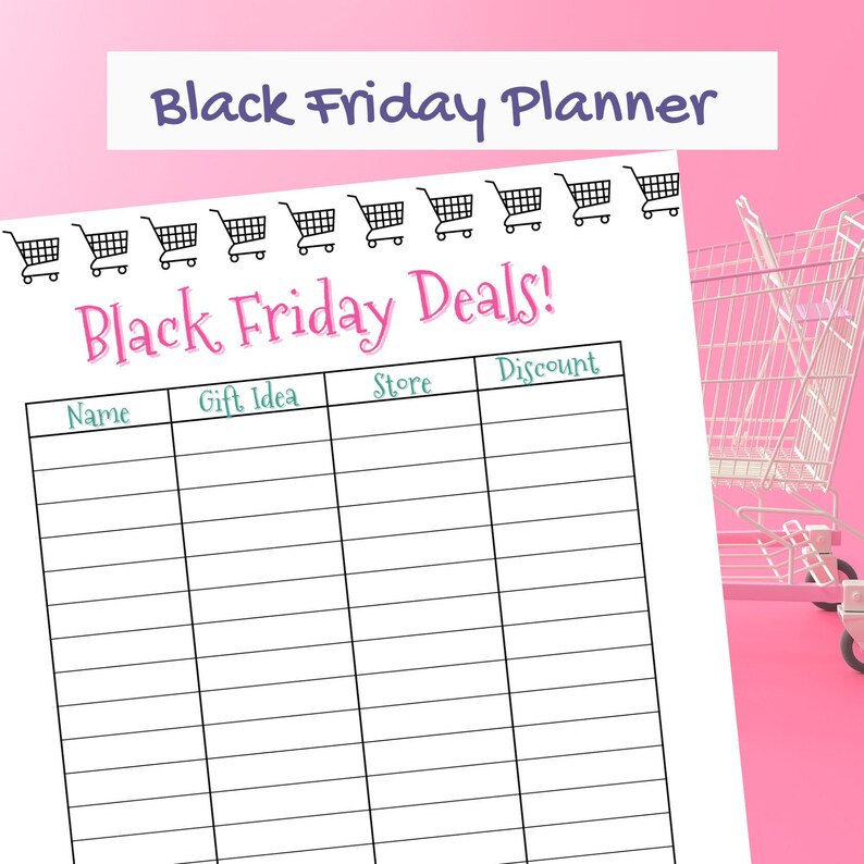 Black Friday Shopping Tracker, Budget for Black Friday, Planner Insert ...