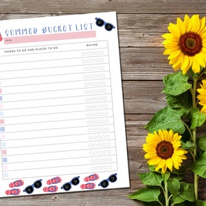 Summer Bucket List Printable, Planner Insert, Good Notes, Notability ...