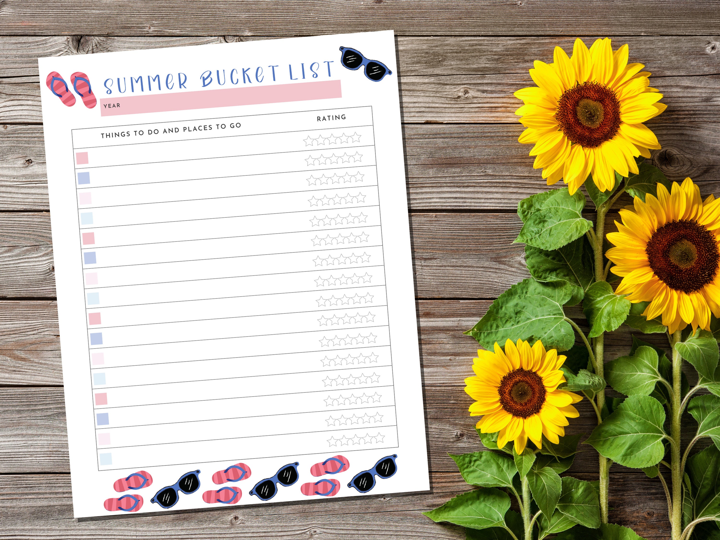 Summer Bucket List Printable, Planner Insert, Good Notes, Notability ...