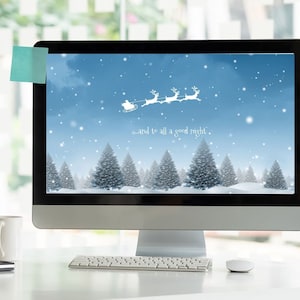 Santa and Reindeer Desktop Wallpaper | Christmas Watercolor Background ...