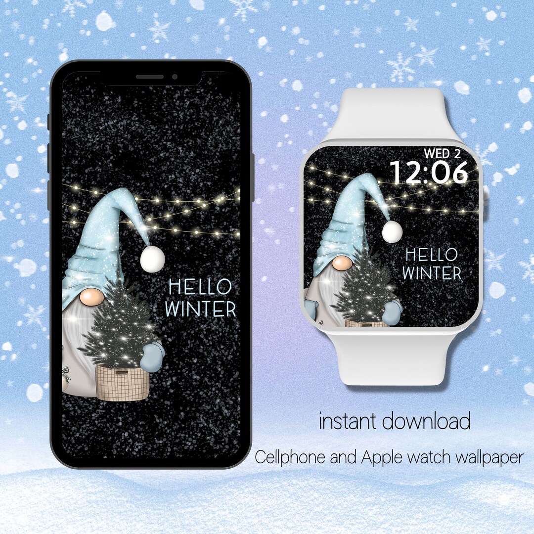Apple Watch Wallpaper | Winter Gnome Wallpaper | Hello Winter ...