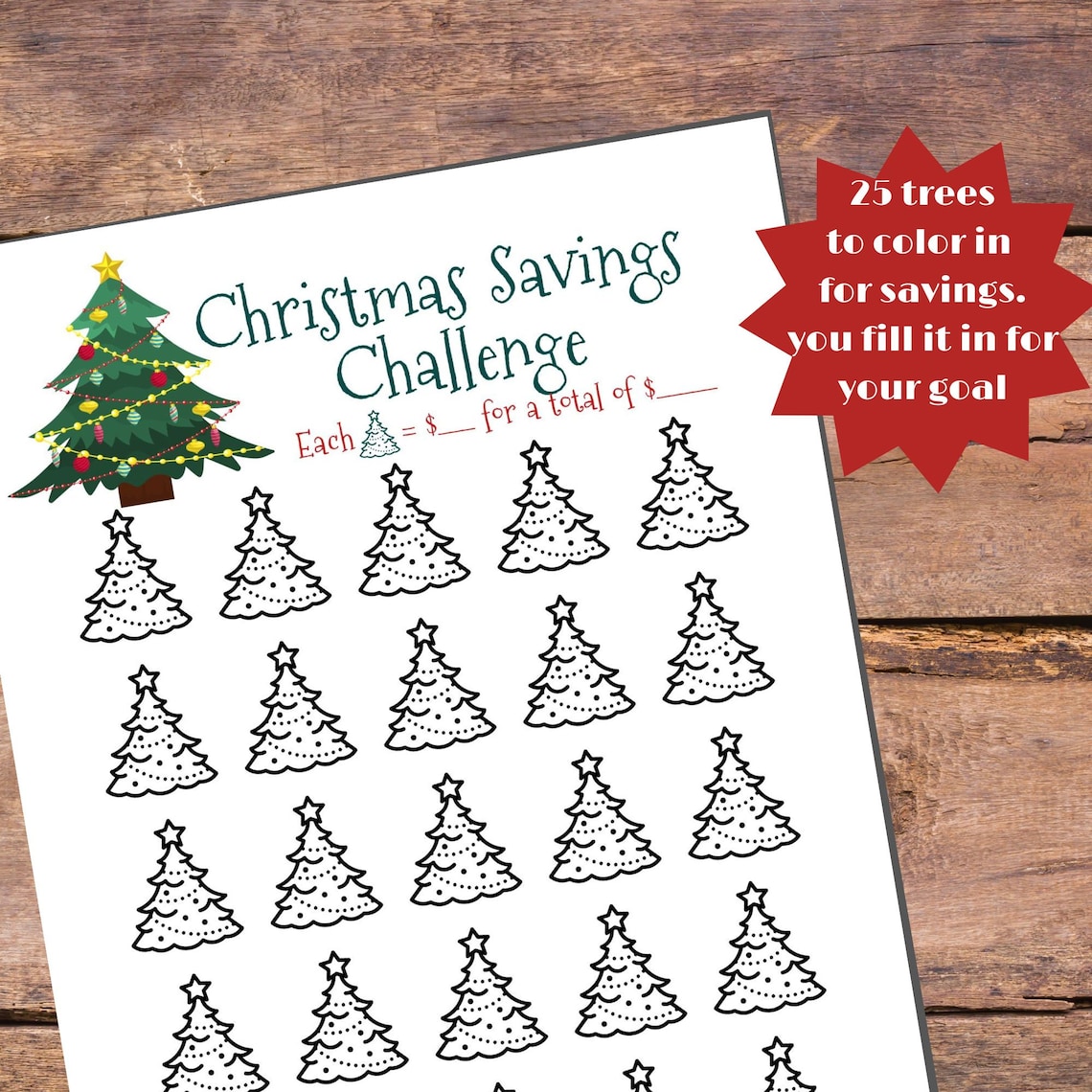 Christmas Savings Tracker Christmas Savings Challenge - Etsy