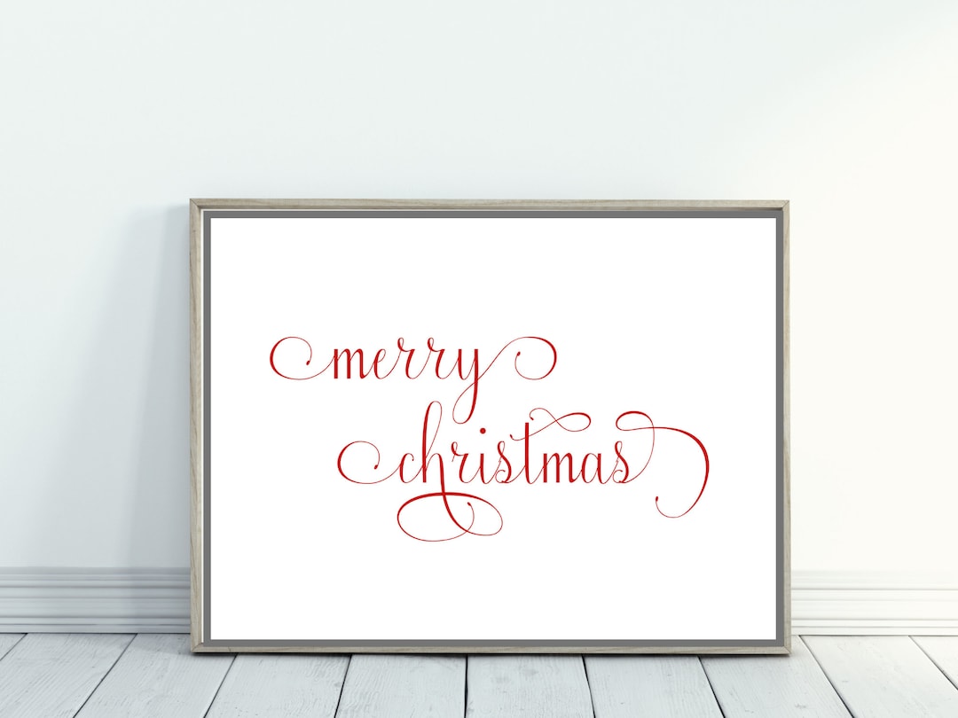 Merry Christmas Script Printable | Christmas Print | Holiday Decor ...