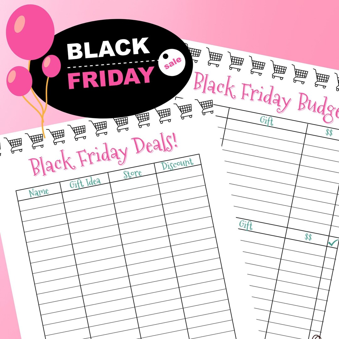 Black Friday Shopping Tracker, Budget for Black Friday, Planner Insert ...