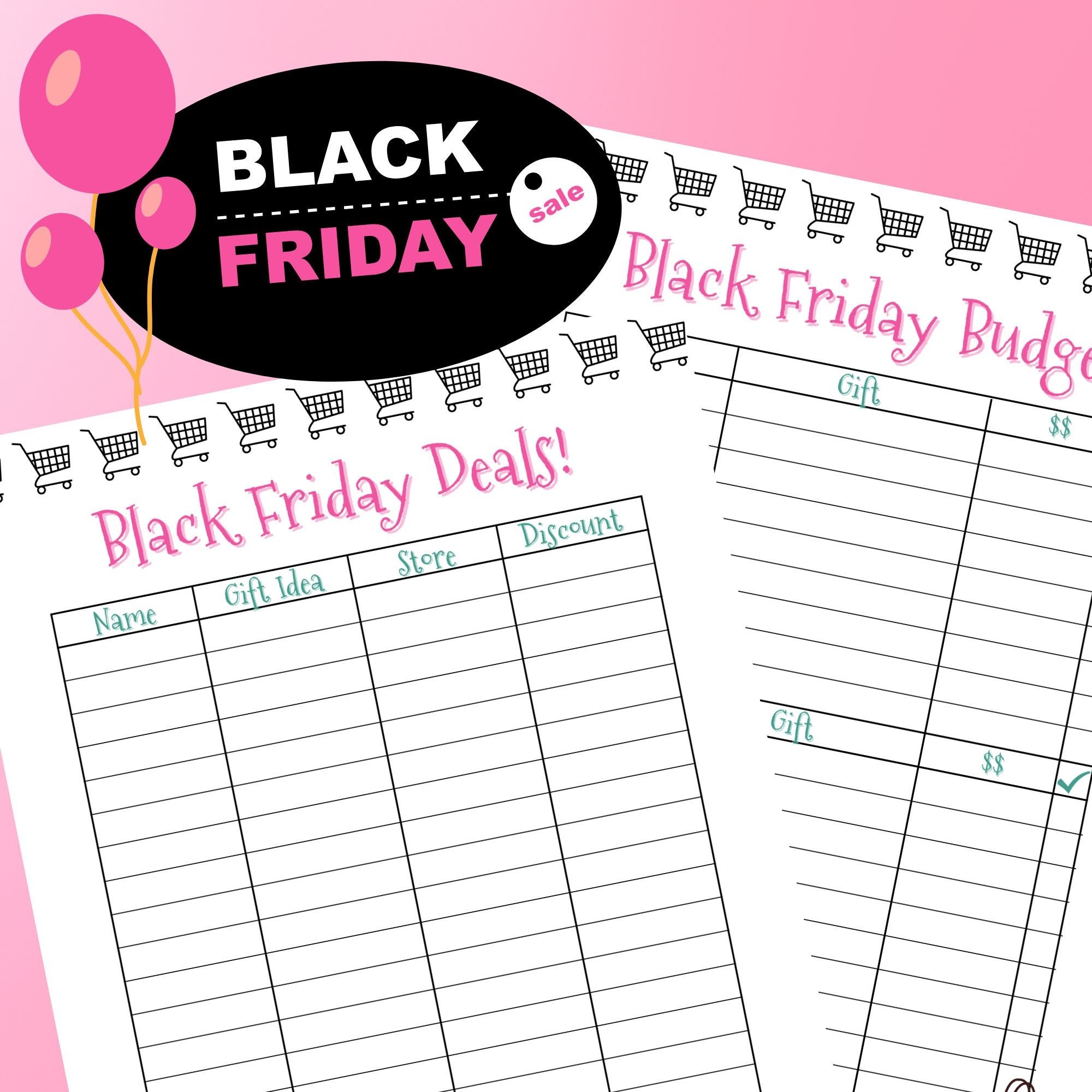 Black Friday Shopping Tracker, Budget for Black Friday, Planner Insert ...
