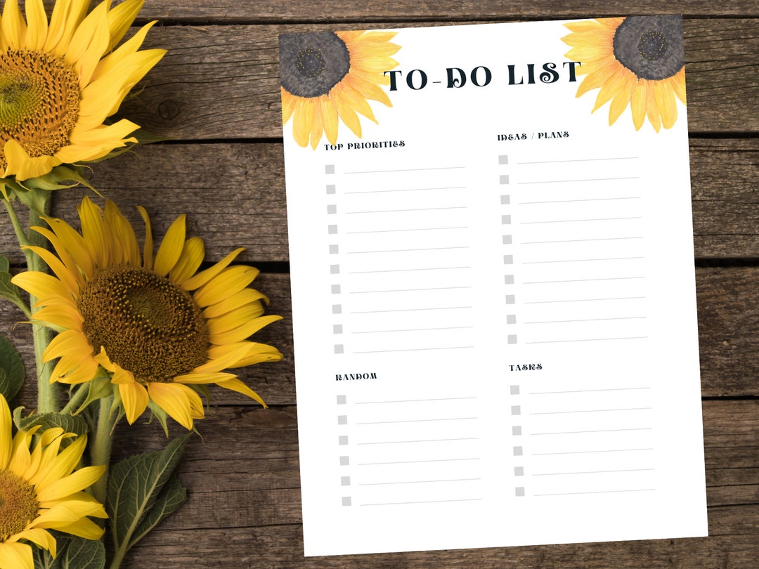 Printable to Do List, Sunflower Planner Insert, Good Notes, Birthday ...