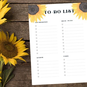 Printable to Do List, Sunflower Planner Insert, Good Notes, Birthday ...
