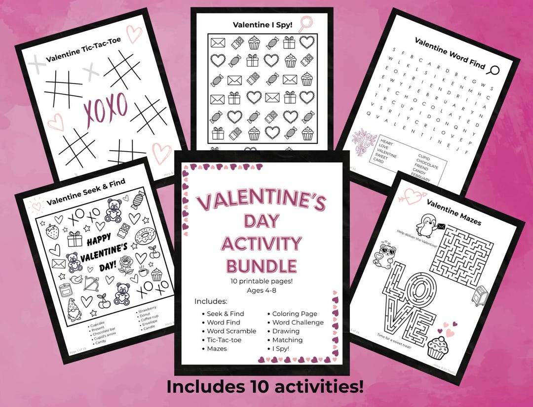 Valentine's Day Activity Bundle, Games and Worksheets (digital Download ...