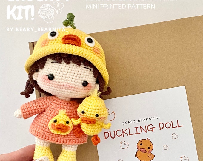 Duckling Amigurumi Doll Crochet Kit: Yarn, Pattern, Materials - Etsy