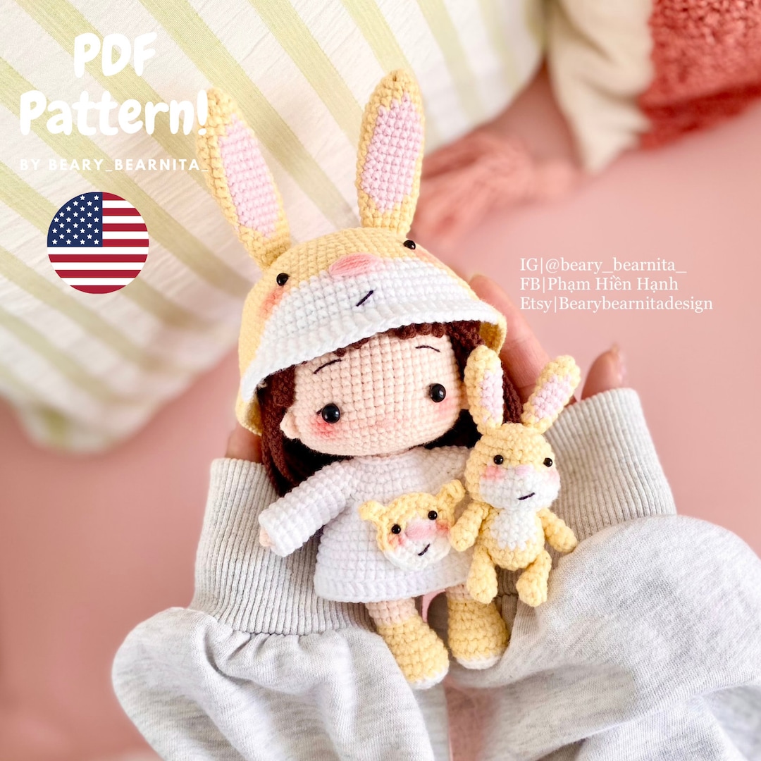 Rabbit Doll Crochet Pattern. Amigurumi Crochet Pattern. Crochet Doll ...