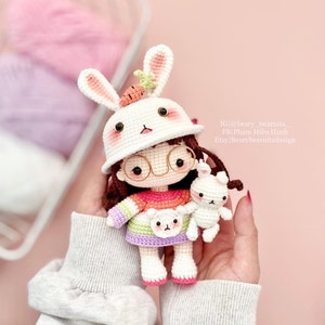 Bunny Crochet Doll Pattern: Amigurumi Girl With Removable Dress (PDF ...