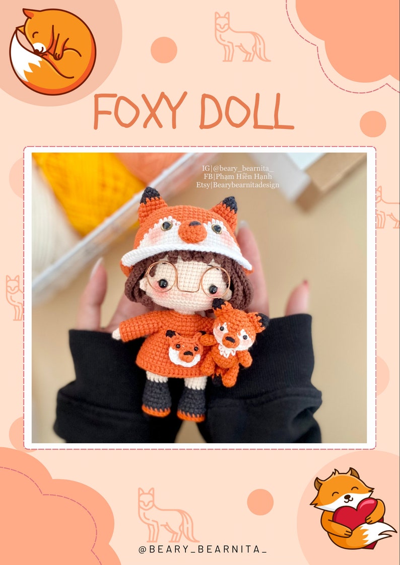Foxy Crochet Doll Pattern. Amigurumi Crochet Pattern. - Etsy