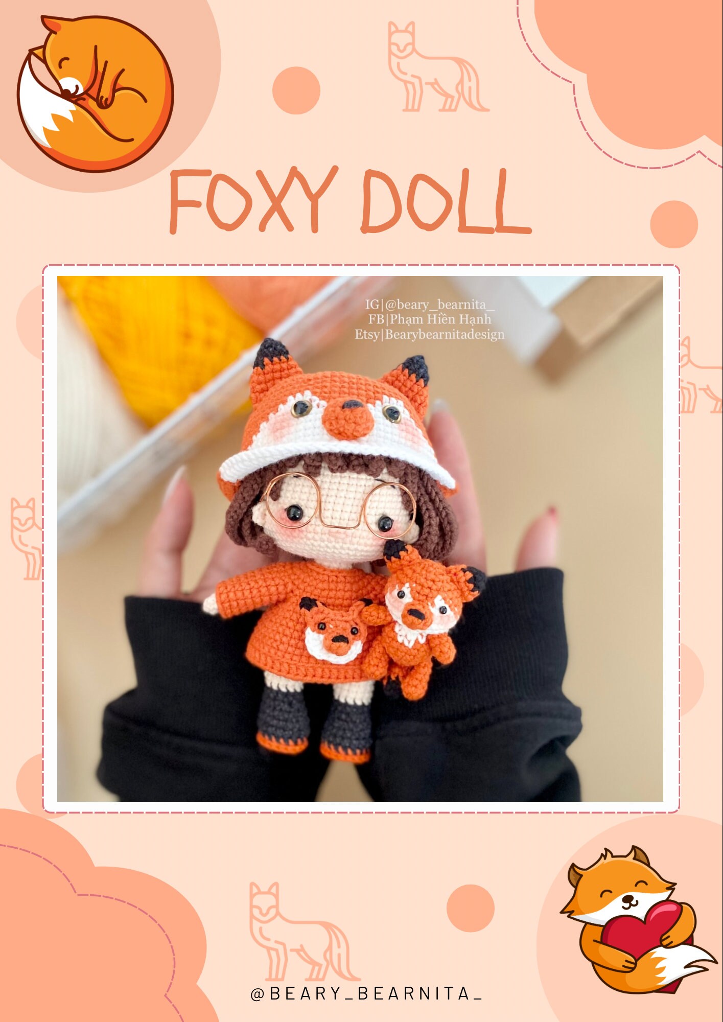 Foxy Crochet Doll Pattern. Amigurumi Crochet Pattern. - Etsy
