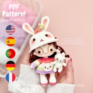 Bunny Crochet Doll Pattern: Amigurumi Girl With Removable Dress (PDF ...