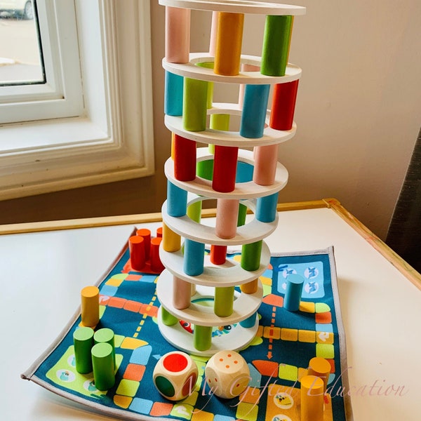 Wooden Rainbow Tower - Etsy