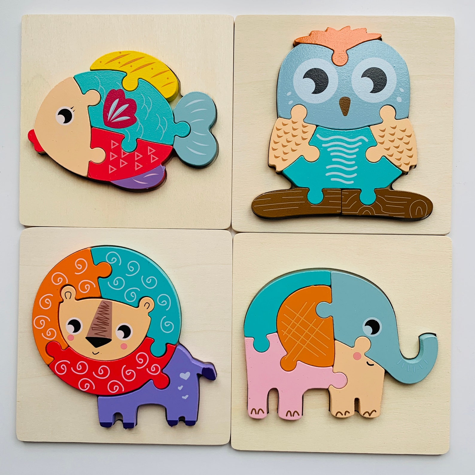 Set van 4 Peuter 3D houten puzzels Animal Traffic Puzzle | Etsy