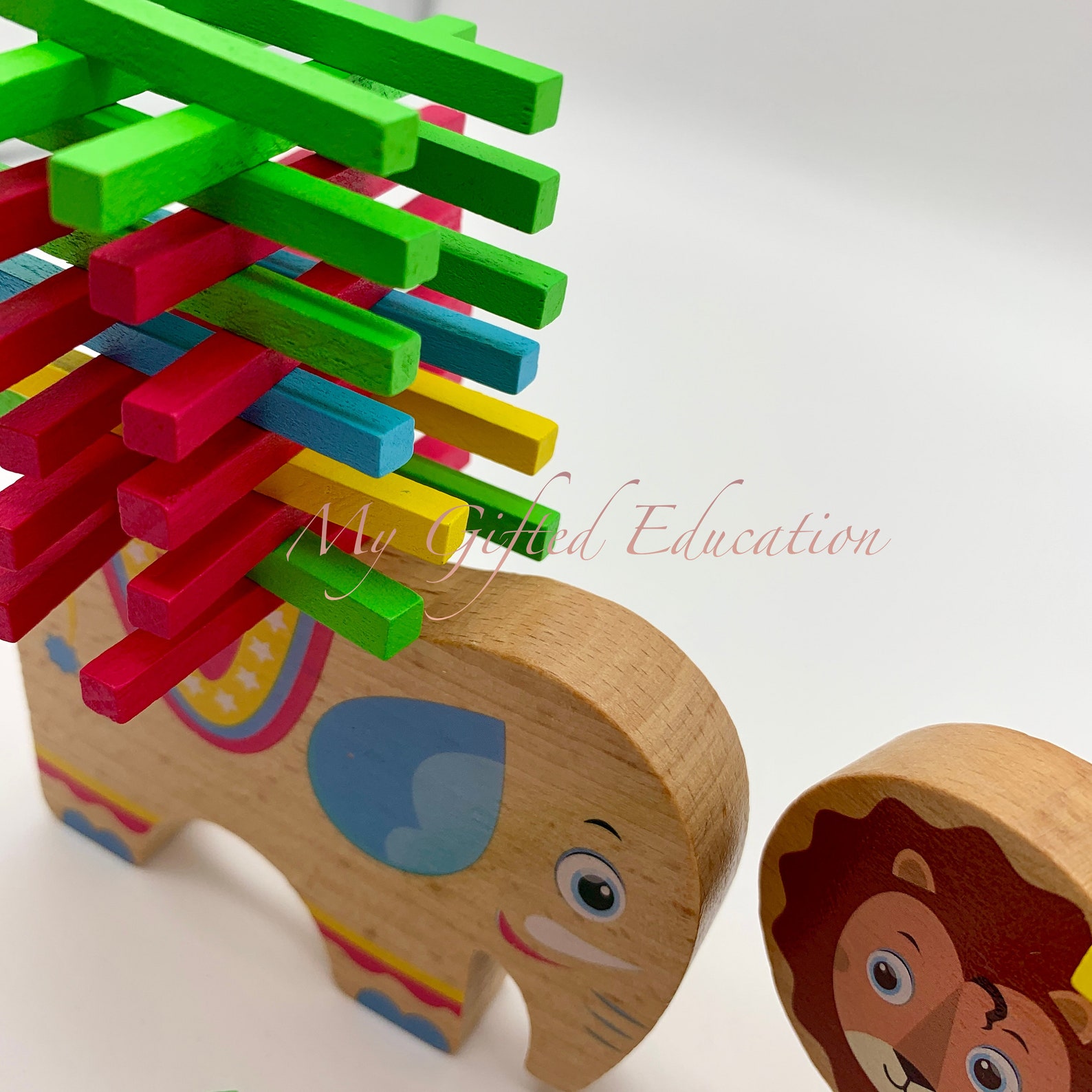 Wooden Balancing Stacking Sticks Elephant Lion STEM Toy | Etsy
