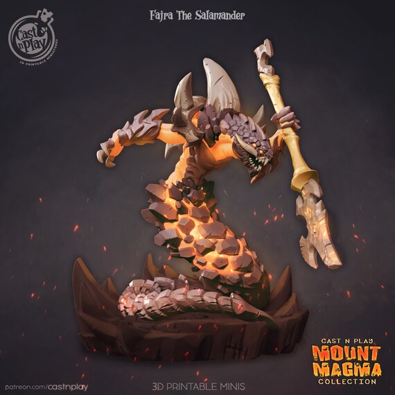 Fire/lava Salamander Naga Castnplay 3D Printed Resin | Etsy UK