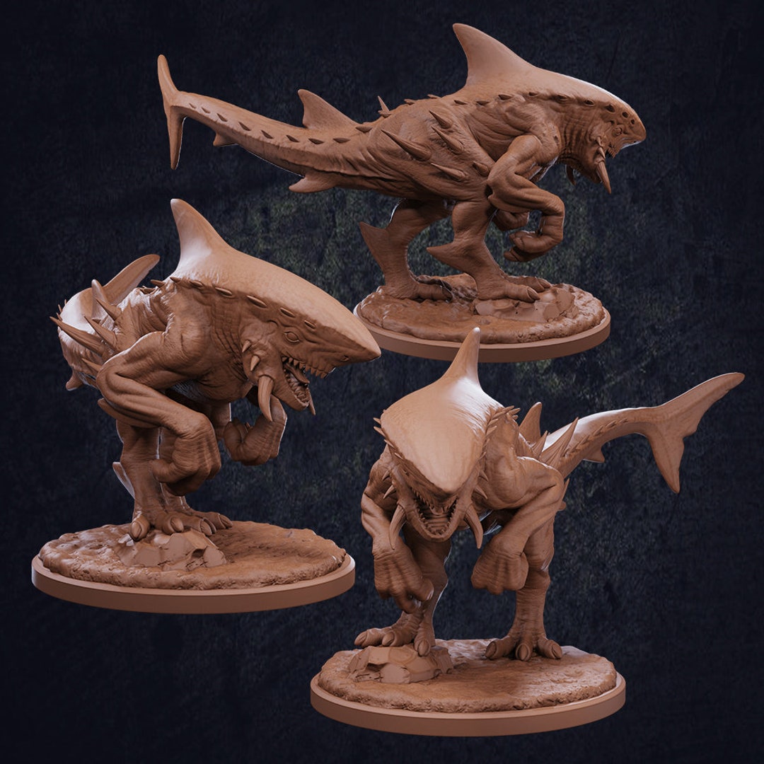 Sharkasaurus Monster Dragon Trappers Lodge 3D Printed Resin Miniature ...