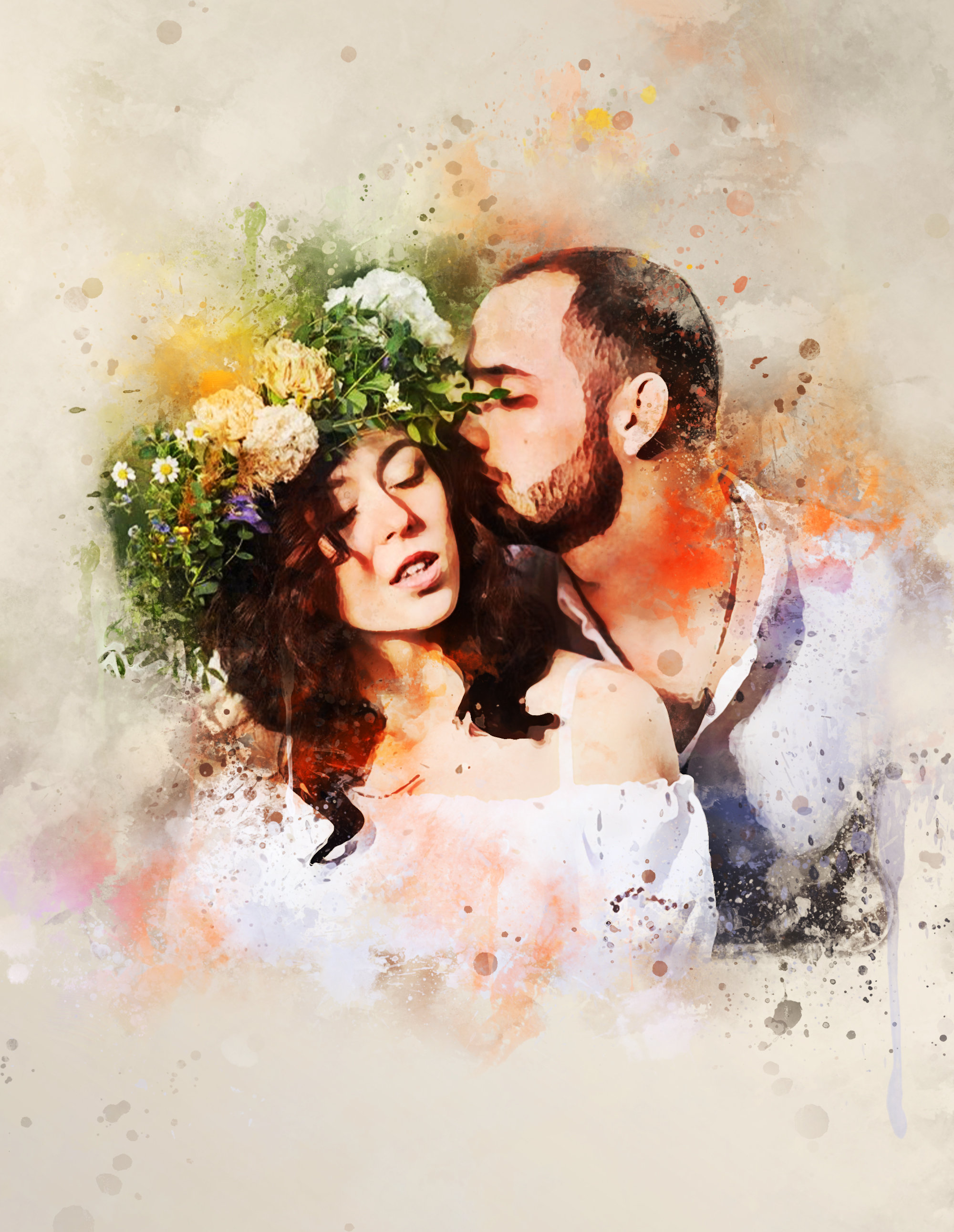 Romantic custom portrait from photo Watercolor painting | Etsy