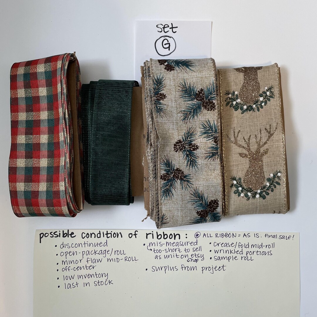 Clearance & Discount Ribbon Sets. Wired Ribbon for Wreaths, Holiday ...
