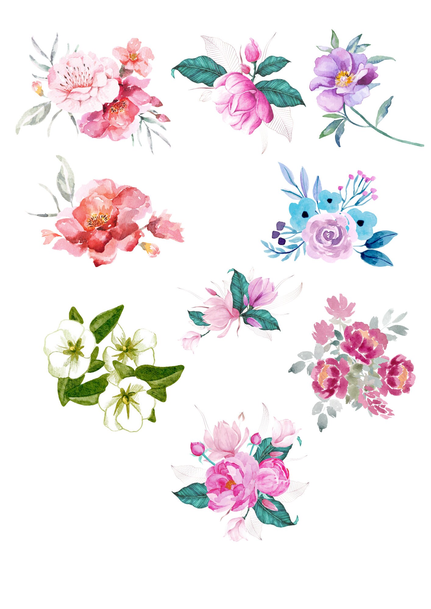 Flower Sticker Digital Journal Stickers-4 Color Goodnotes | Etsy